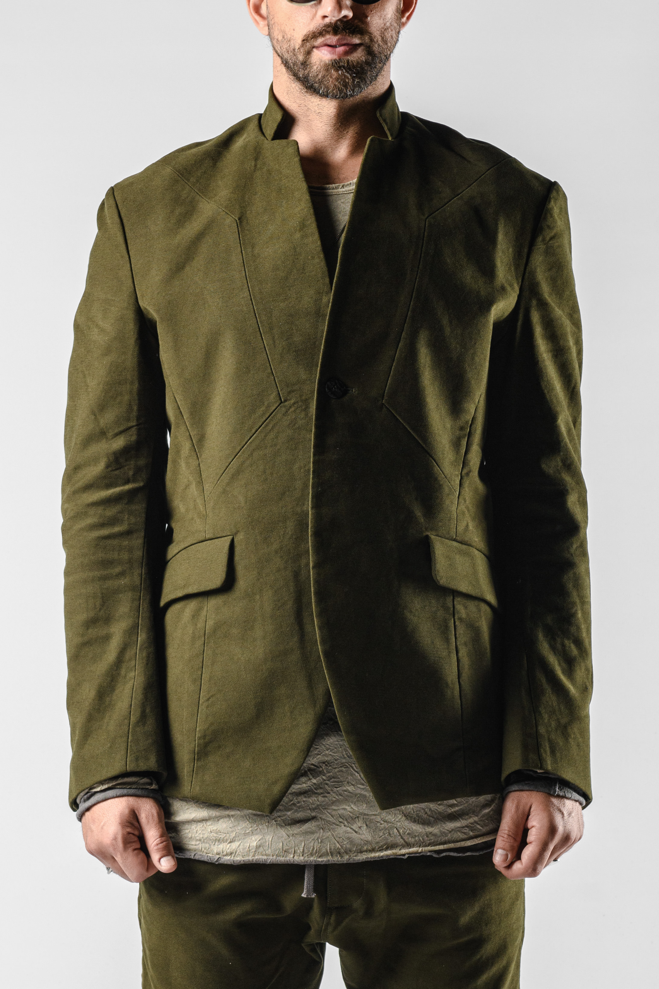 A.F.Artefact Moleskin Cotton Geometric Blazer | Elixirgallery